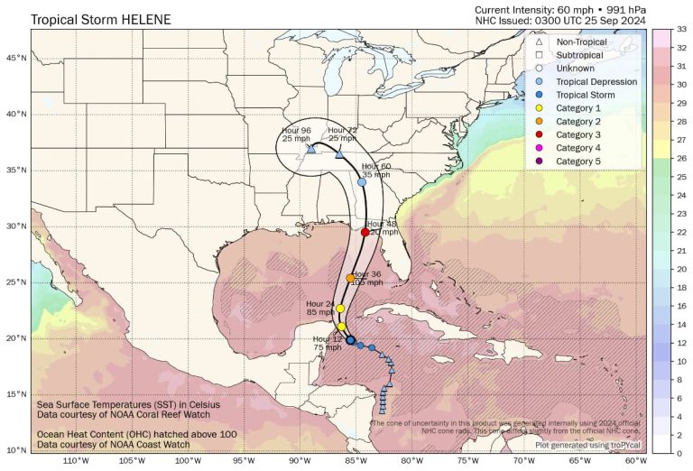 Helene forecast for major hurricane Florida landfall, track wobbles may ...